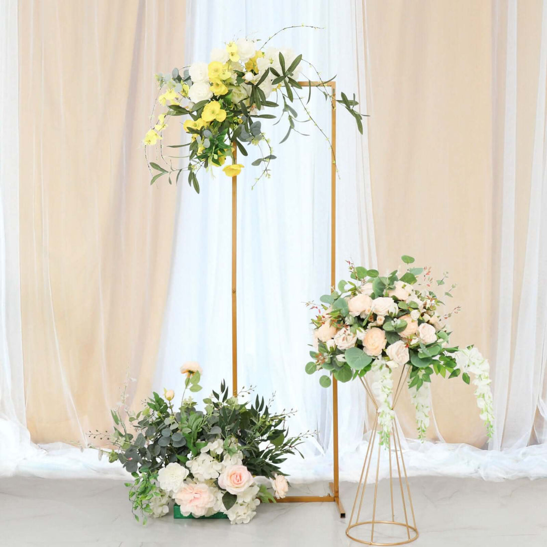 Slim Gold Metal Rectangular Backdrop Stand 6.5ft | eFavormart