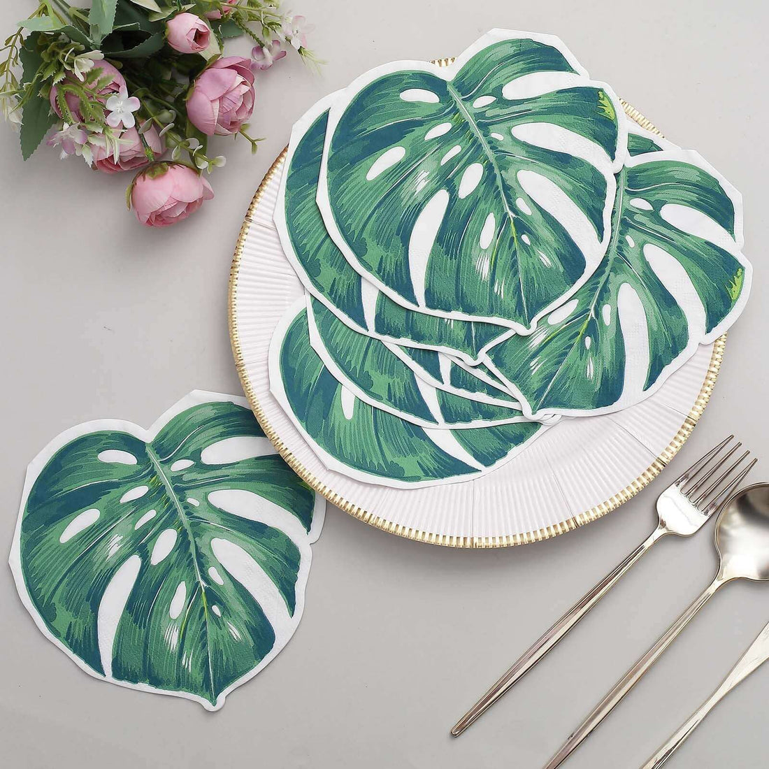 Tropical Leaf Design Paper Cocktail Napkins Green | eFavormart