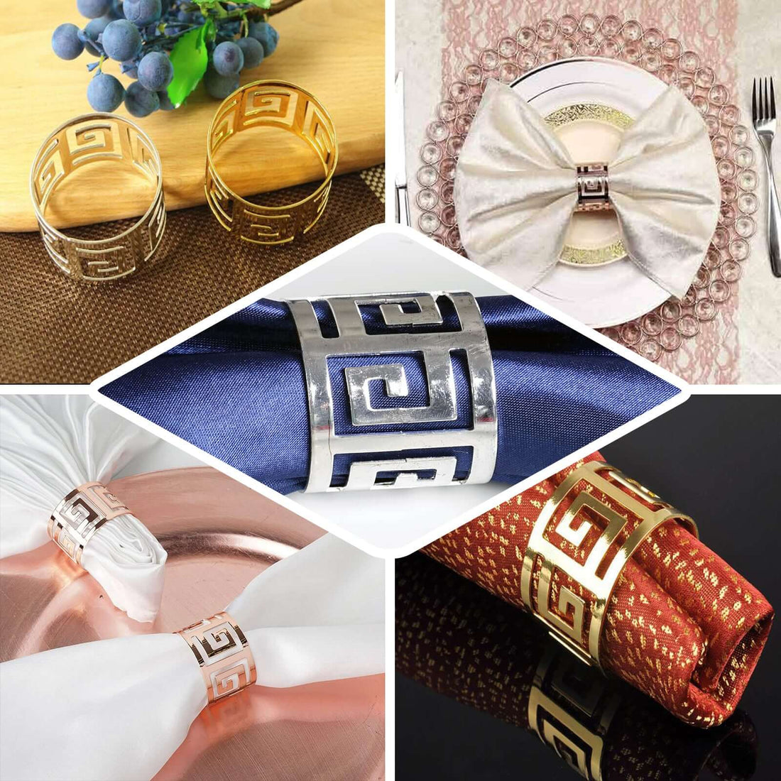 4-Pack Gold Plated Aluminum Napkin Rings | eFavormart