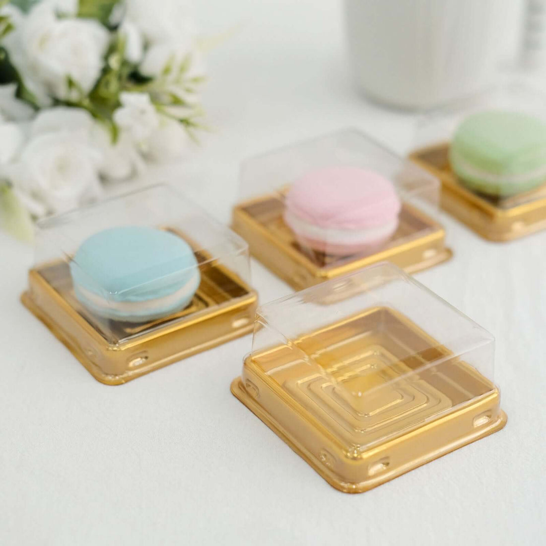 Gold and Clear Square Favor Containers | eFavormart
