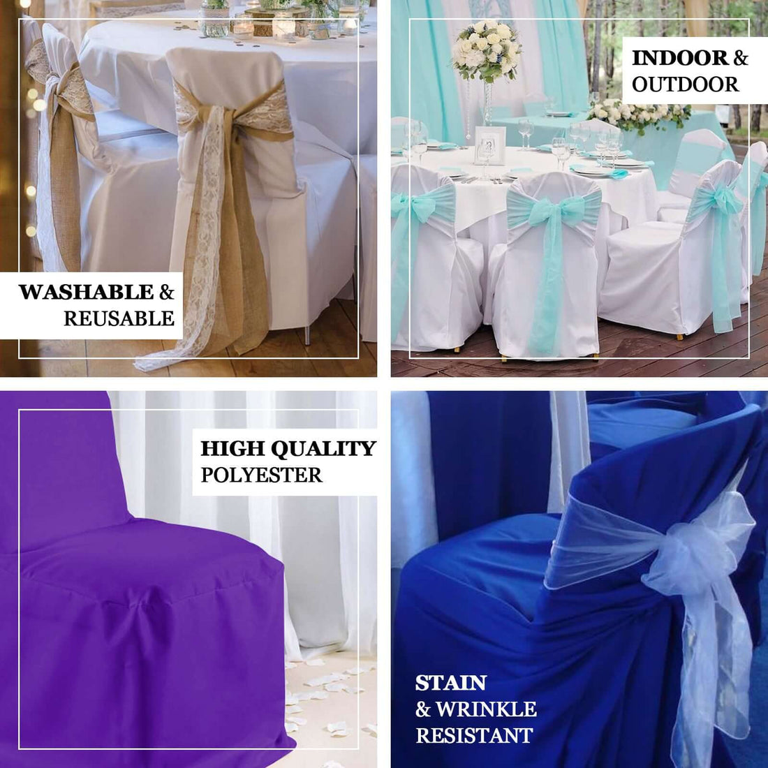 10 Pack Polyester Banquet Chair Covers Royal Blue | eFavormart