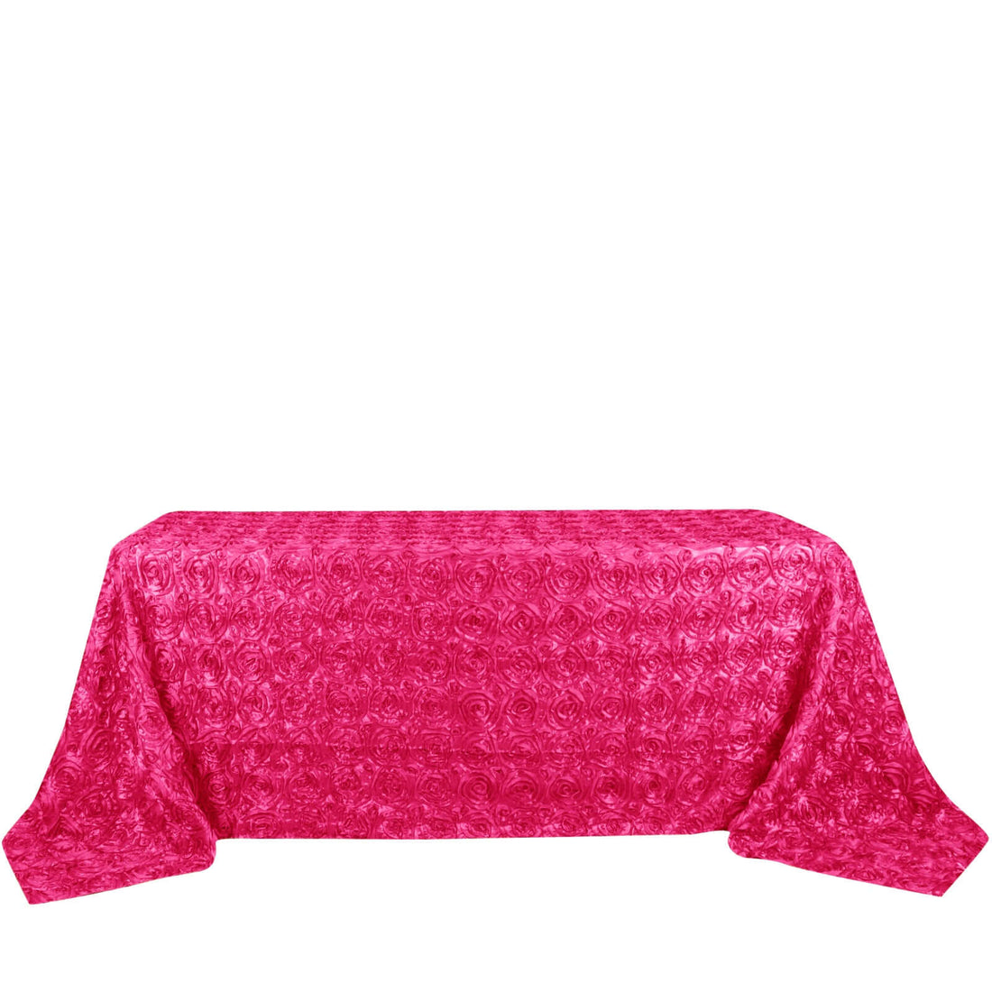 Rosette Satin Tablecloth 90"x132" Fuchsia | eFavormart