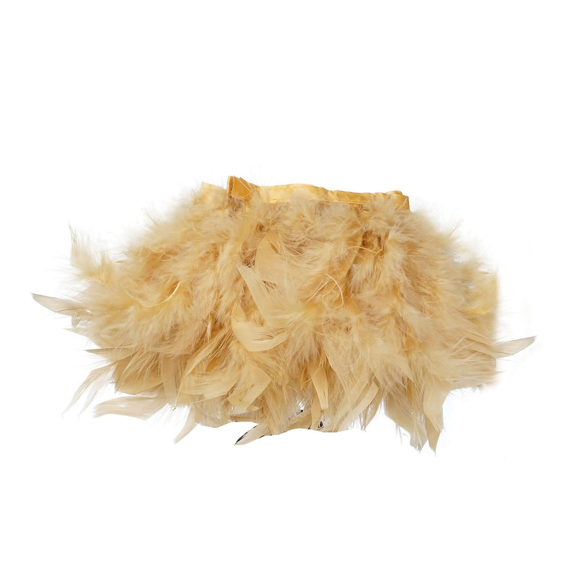 39" Gold Real Turkey Feather Fringe Trim | eFavormart