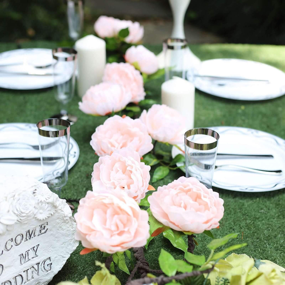 6ft Blush Silk Peony Hanging Garland | eFavormart