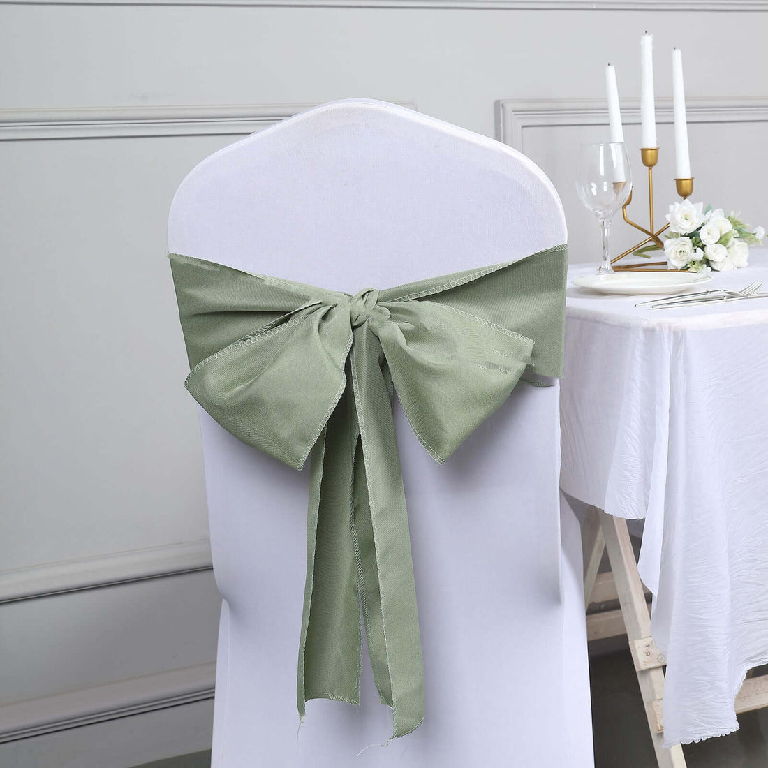 Polyester Chair Sashes 6"x108" Dusty Sage Green | eFavormart