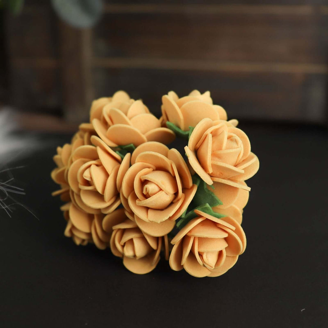 48 Gold Real Touch Foam Rose Flowers | eFavormart