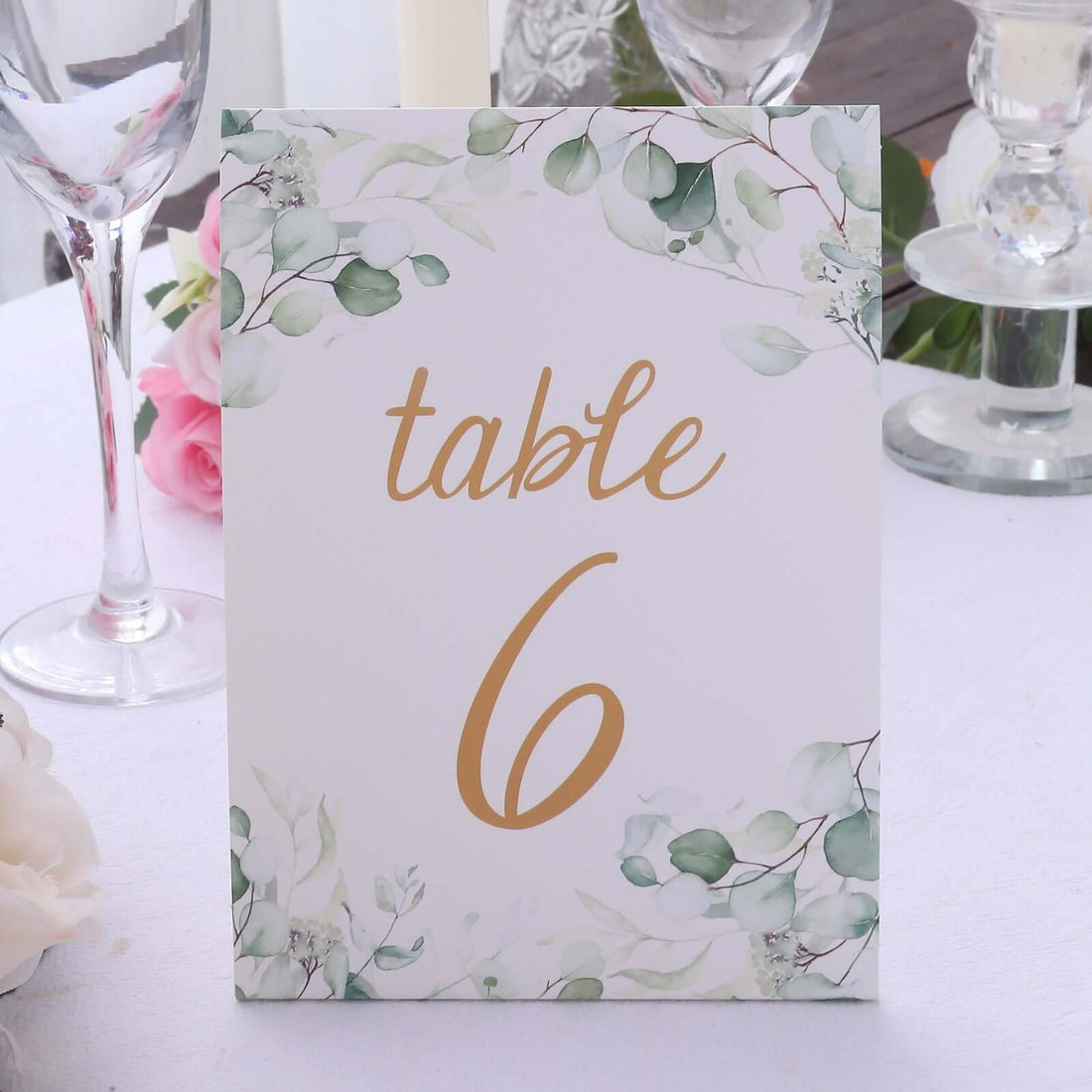 Table Numbers Eucalyptus Leaves Design 7" | eFavormart