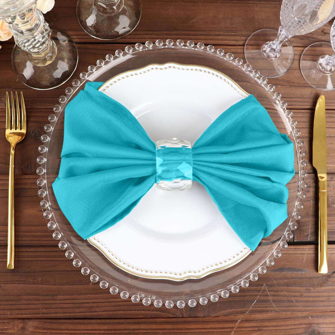 Polyester Dinner Napkins 20"x20" Turquoise | eFavormart