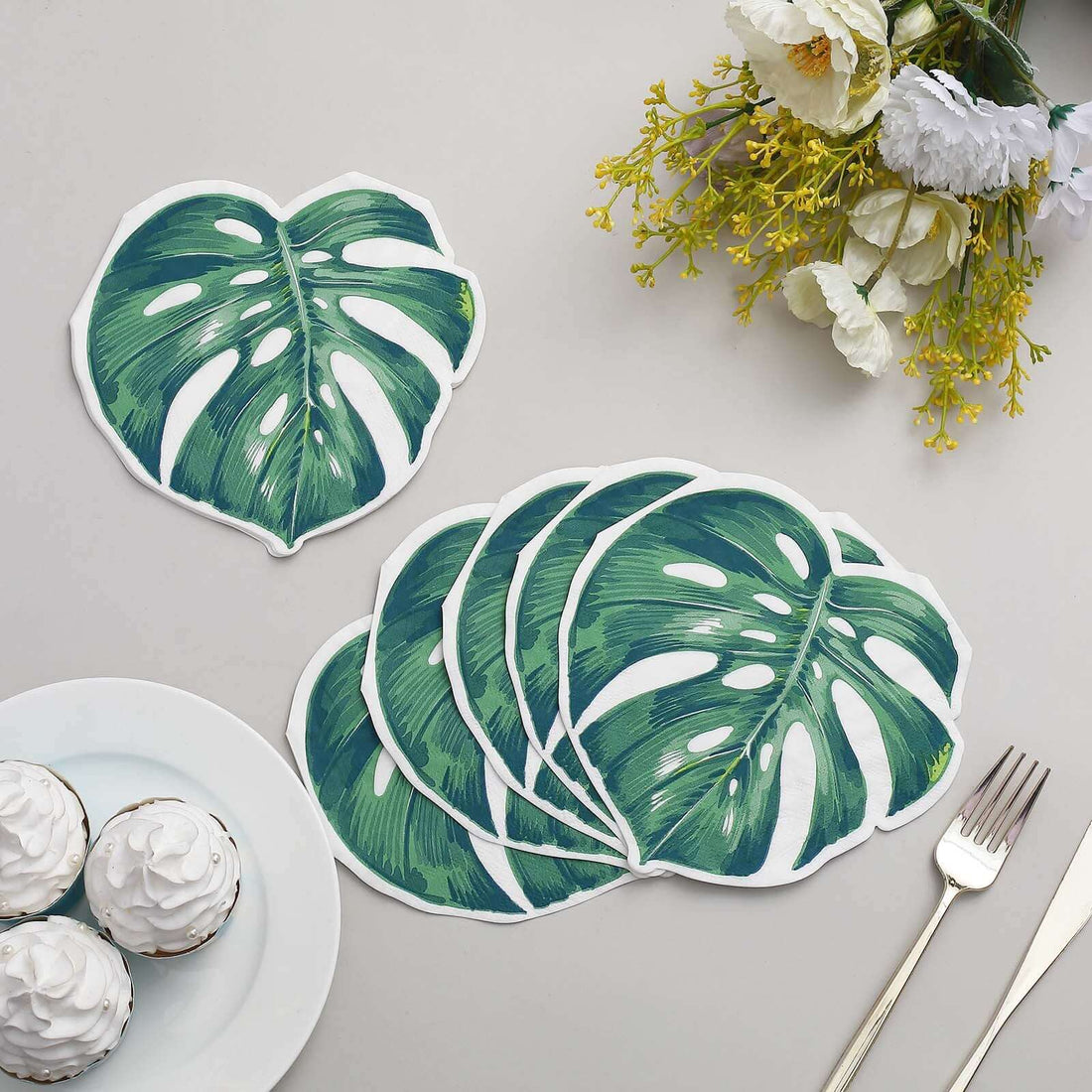 Tropical Leaf Design Paper Cocktail Napkins Green | eFavormart