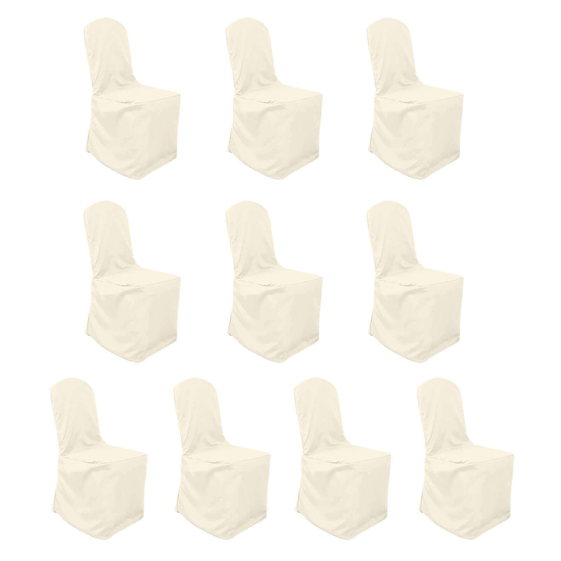 10 Pack Polyester Banquet Chair Covers Beige | eFavormart