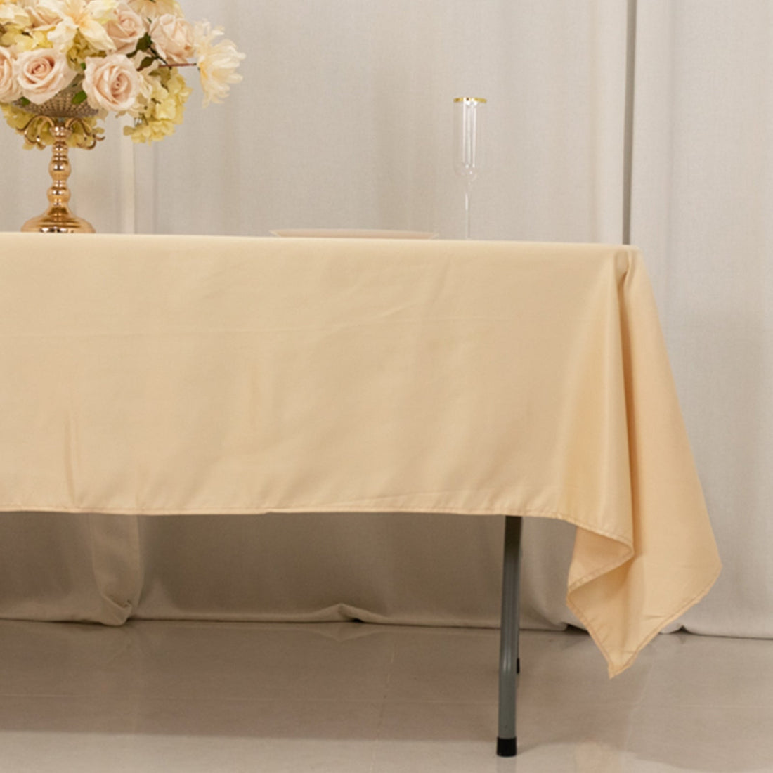 Lamour Satin Tablecloth 60"x102" Beige | eFavormart