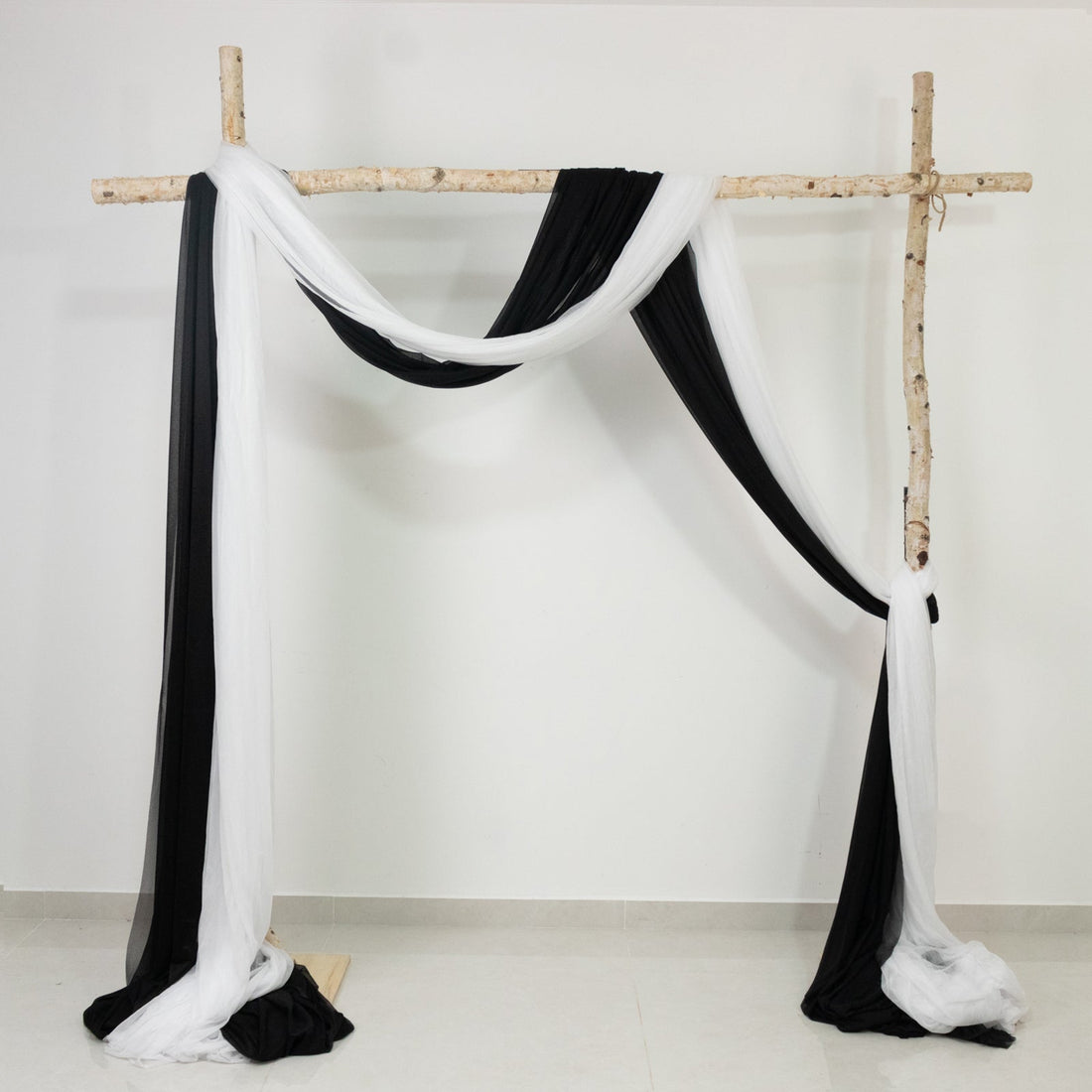 Sheer Black Wedding Arch Drape 5ftx32ft | eFavormart