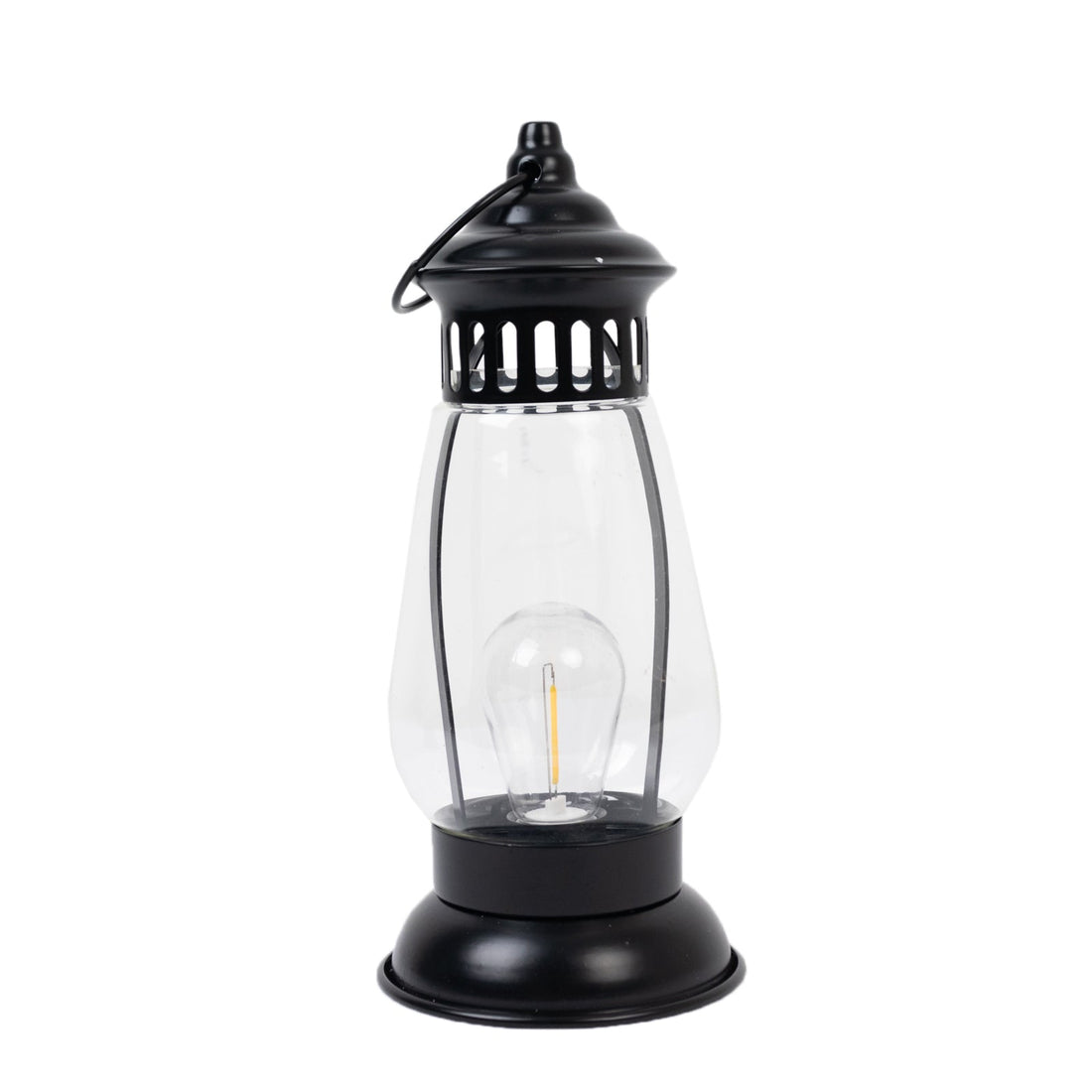 Black Vintage Hanging Metal LED Lantern 10" | eFavormart