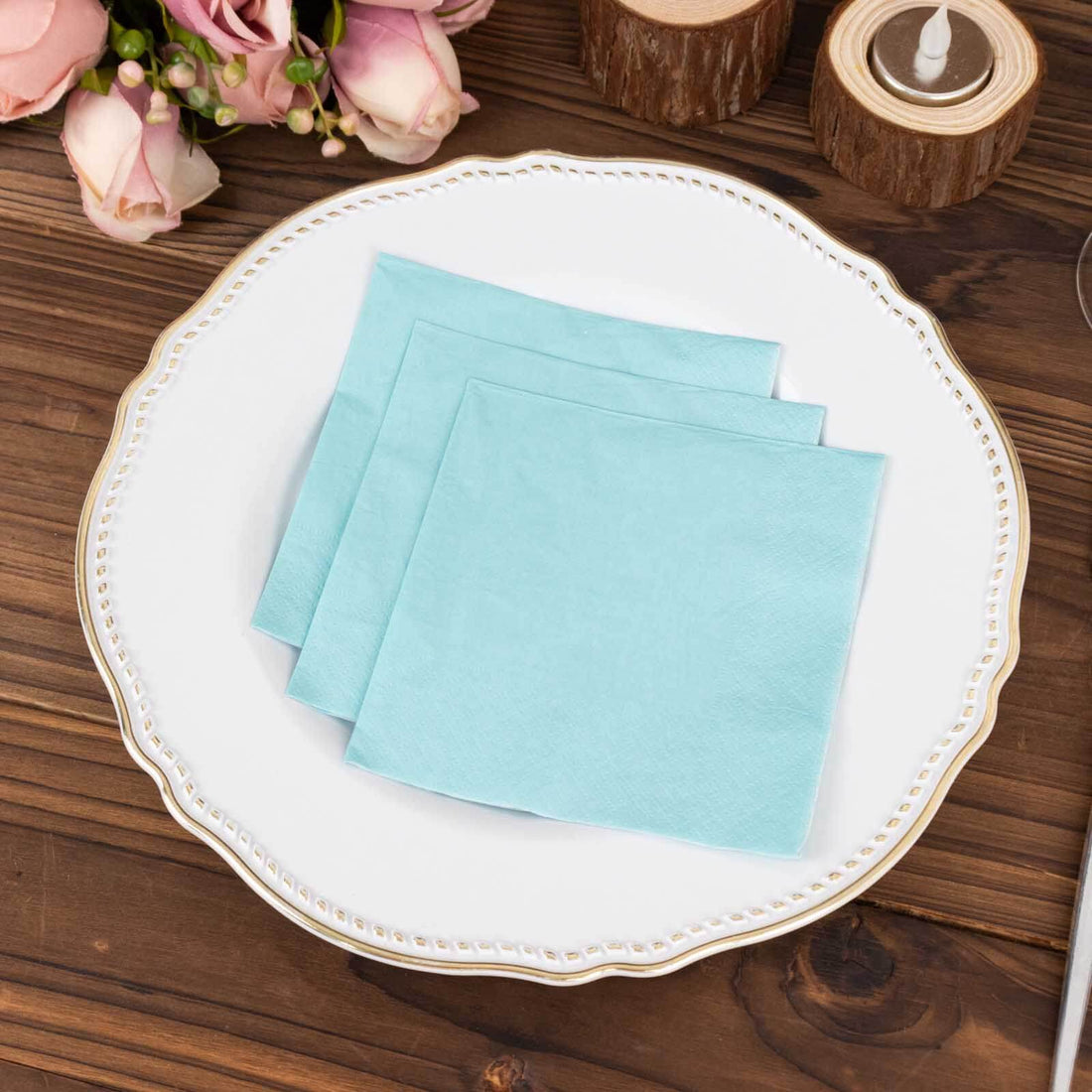 Disposable Paper Beverage Napkins 5"x5" Blue | eFavormart