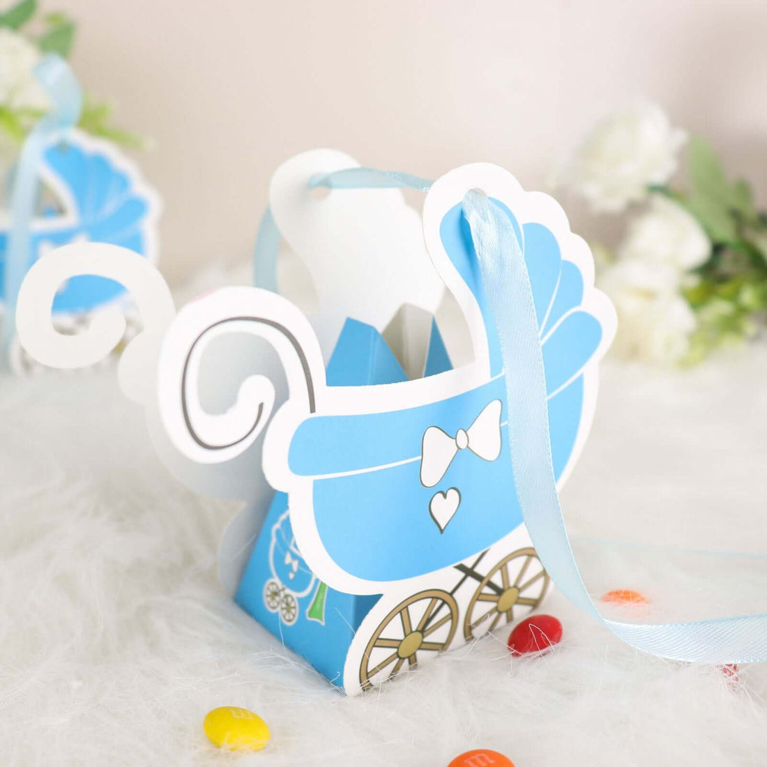 Light Blue Baby Paper Stroller Gift Boxes | eFavormart