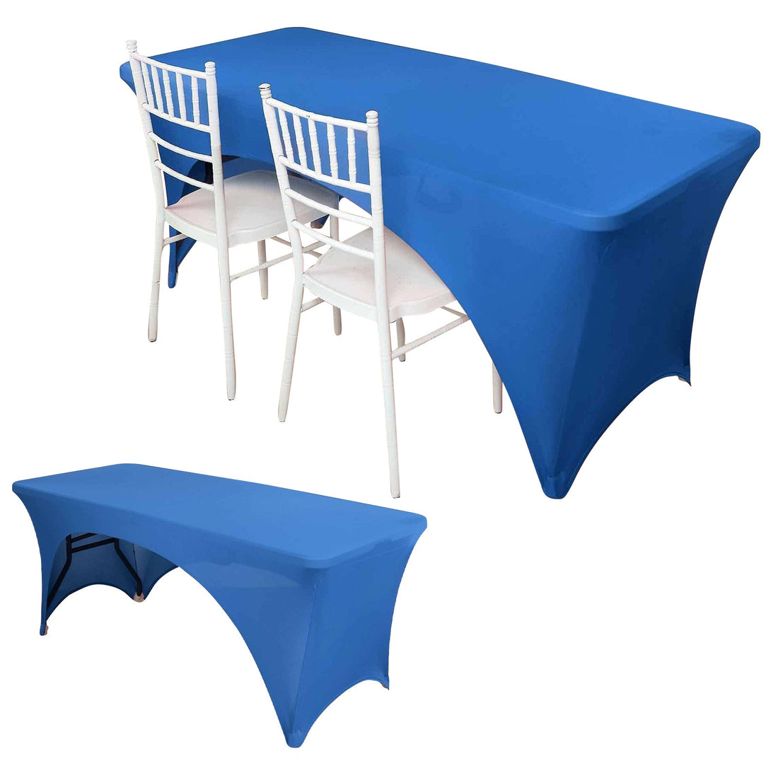 96x30 Spandex Rect Cover Open Back Royal Blue | eFavormart