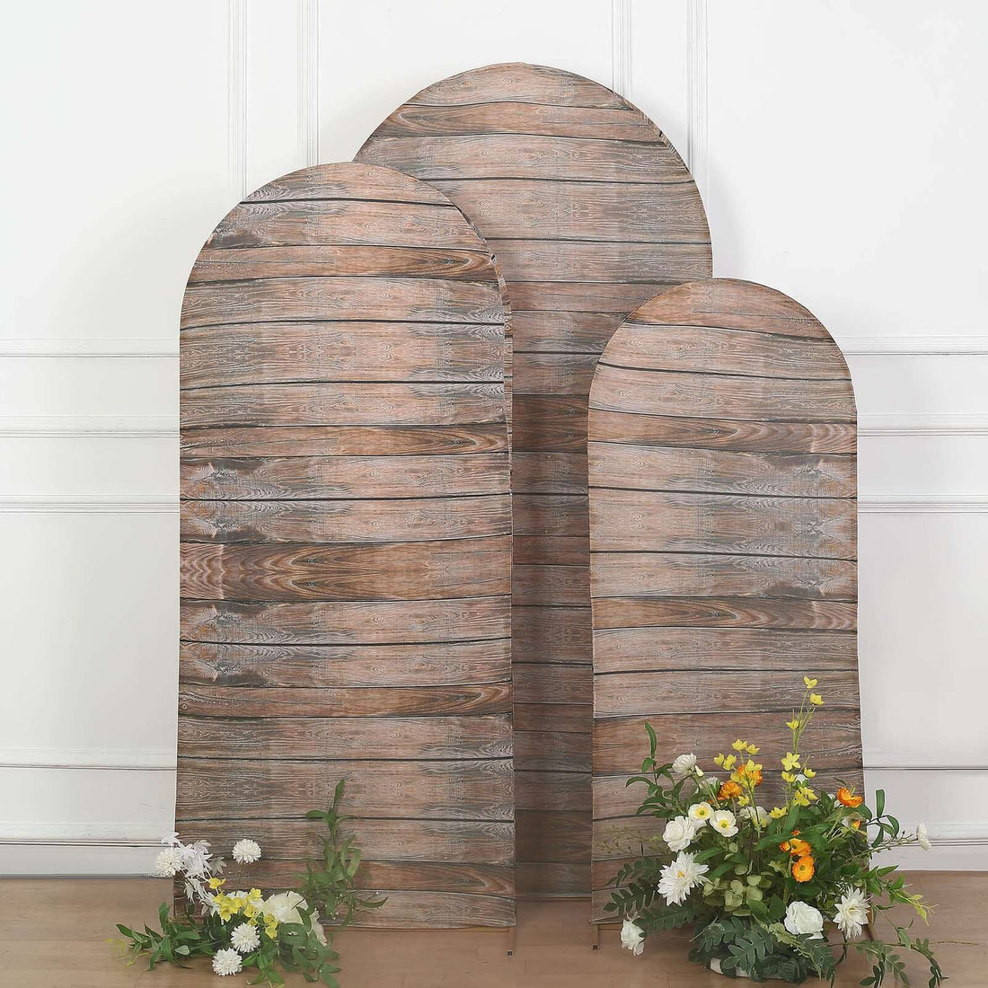 Brown Rustic Wood Wedding Arch Covers Set | eFavormart