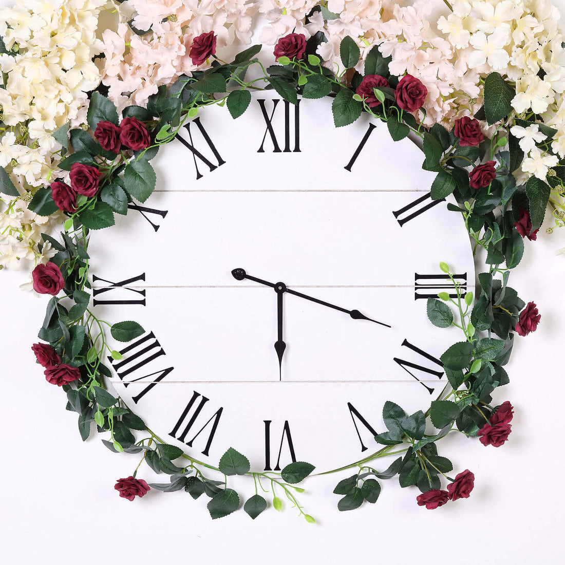 6ft Burgundy Silk Roses Flower Garland | eFavormart