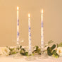 White & Blue French Toile Wax Taper Candles | eFavormart