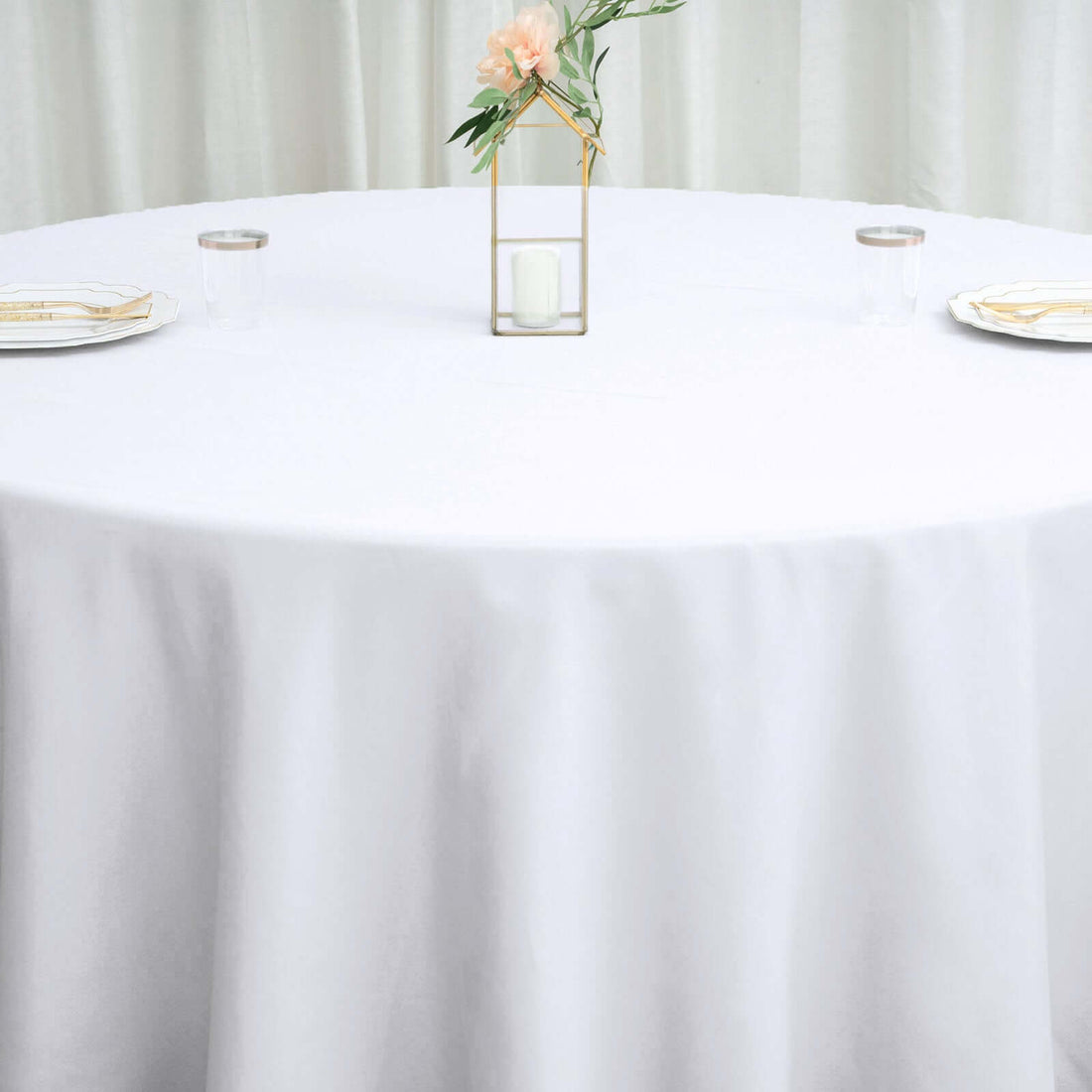 Polyester Round Tablecloth 120" White | eFavormart