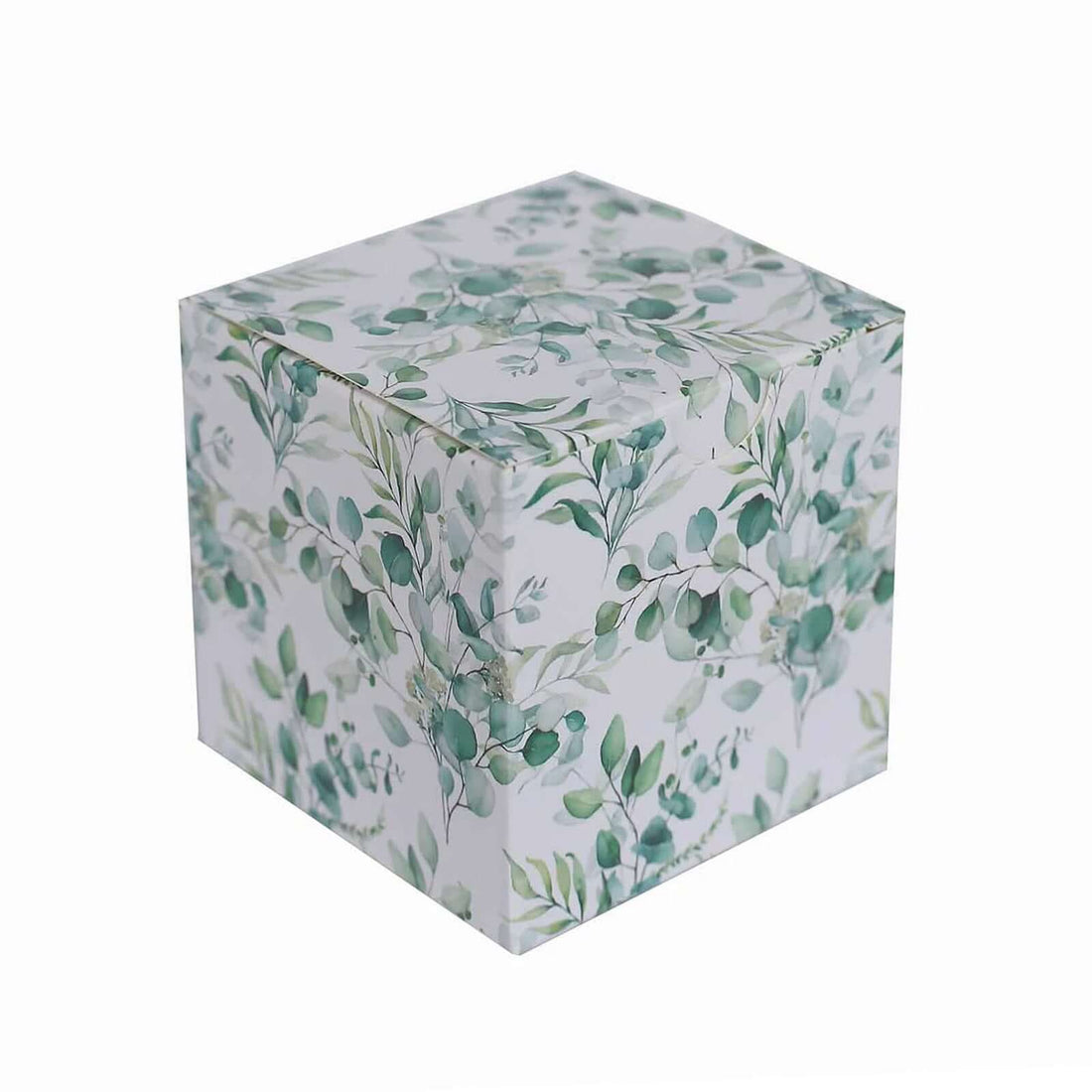 25-Pack White Green Eucalyptus Gift Boxes 3"x3"x3" | eFavormart