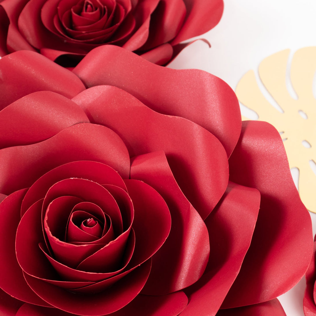 Red Rose Paper Flowers & Gold Leaves | eFavormart
