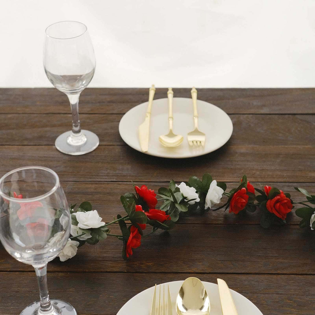 2-Pack Red/Ivory Silk Mini Rose Vines 8ft | eFavormart
