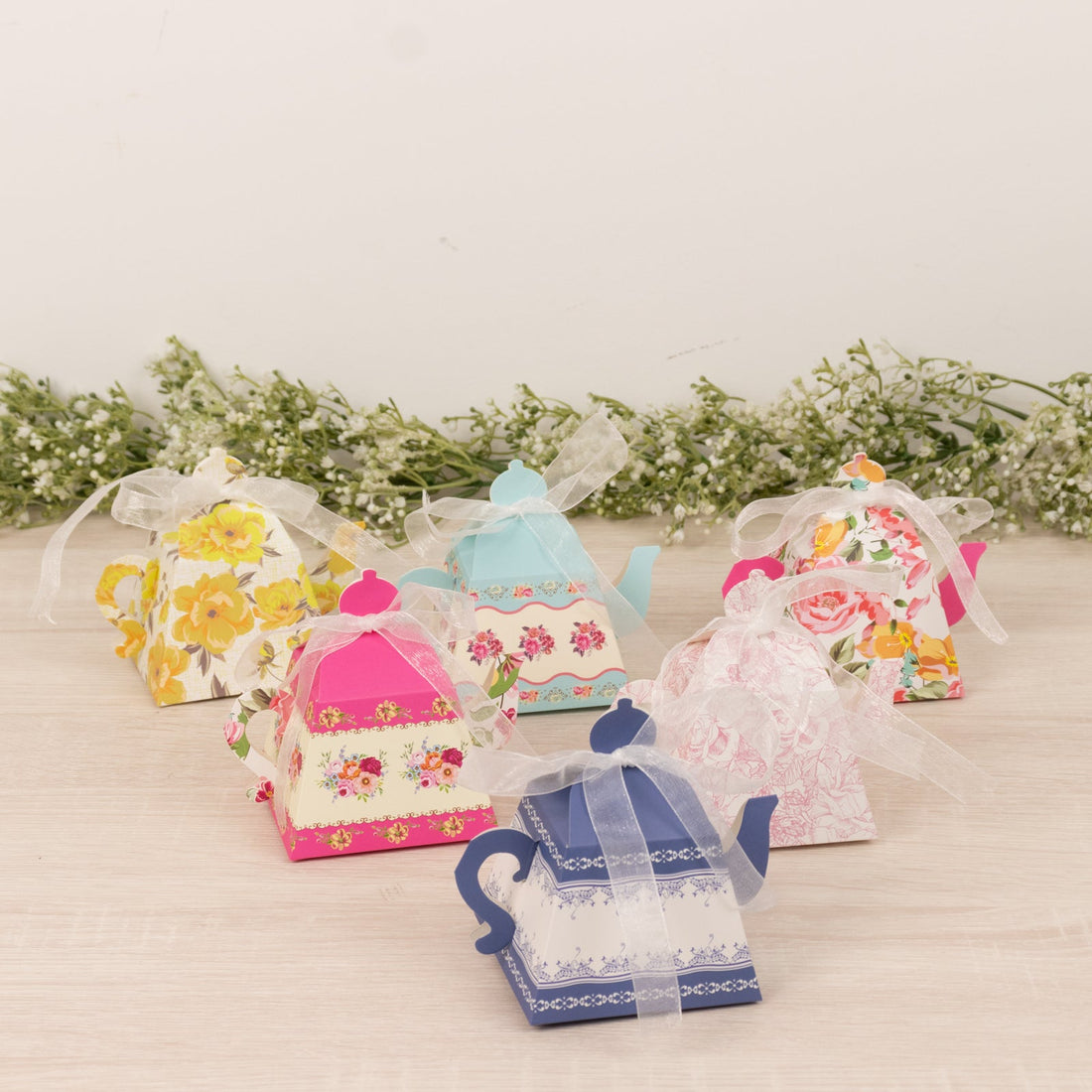 Vintage Floral Tea Pot Favor Boxes - 24 Pack | eFavormart