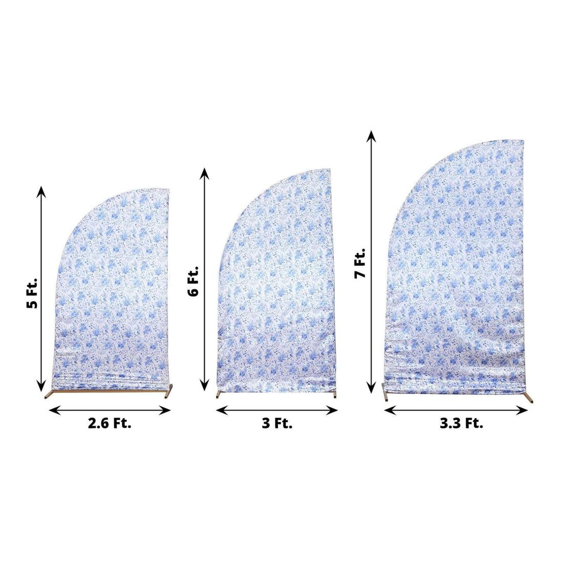 Half Moon White & Blue Satin Chiara Backdrop Stand Covers | eFavormart