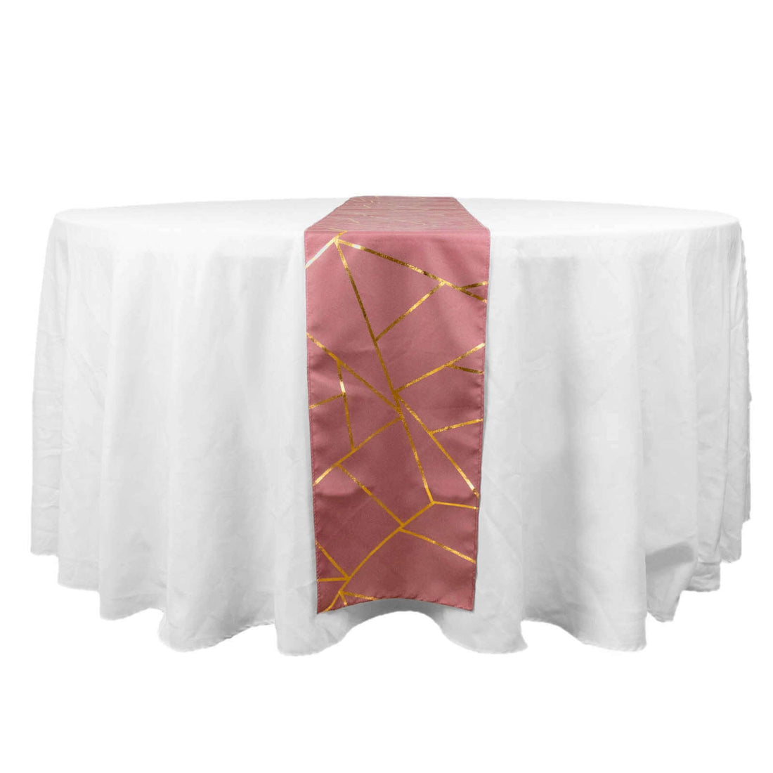 Geometric Polyester Table Runner 9ft Cinnamon Rose | eFavormart