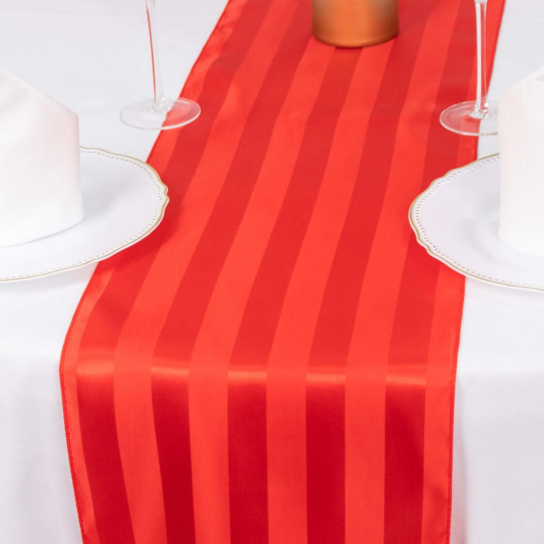 Satin Stripe Table Runner 12"x108" Red | eFavormart