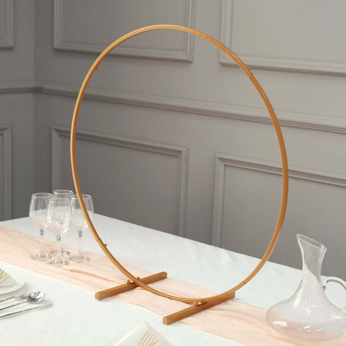 28" Gold Metal Round Wedding Hoop | eFavormart