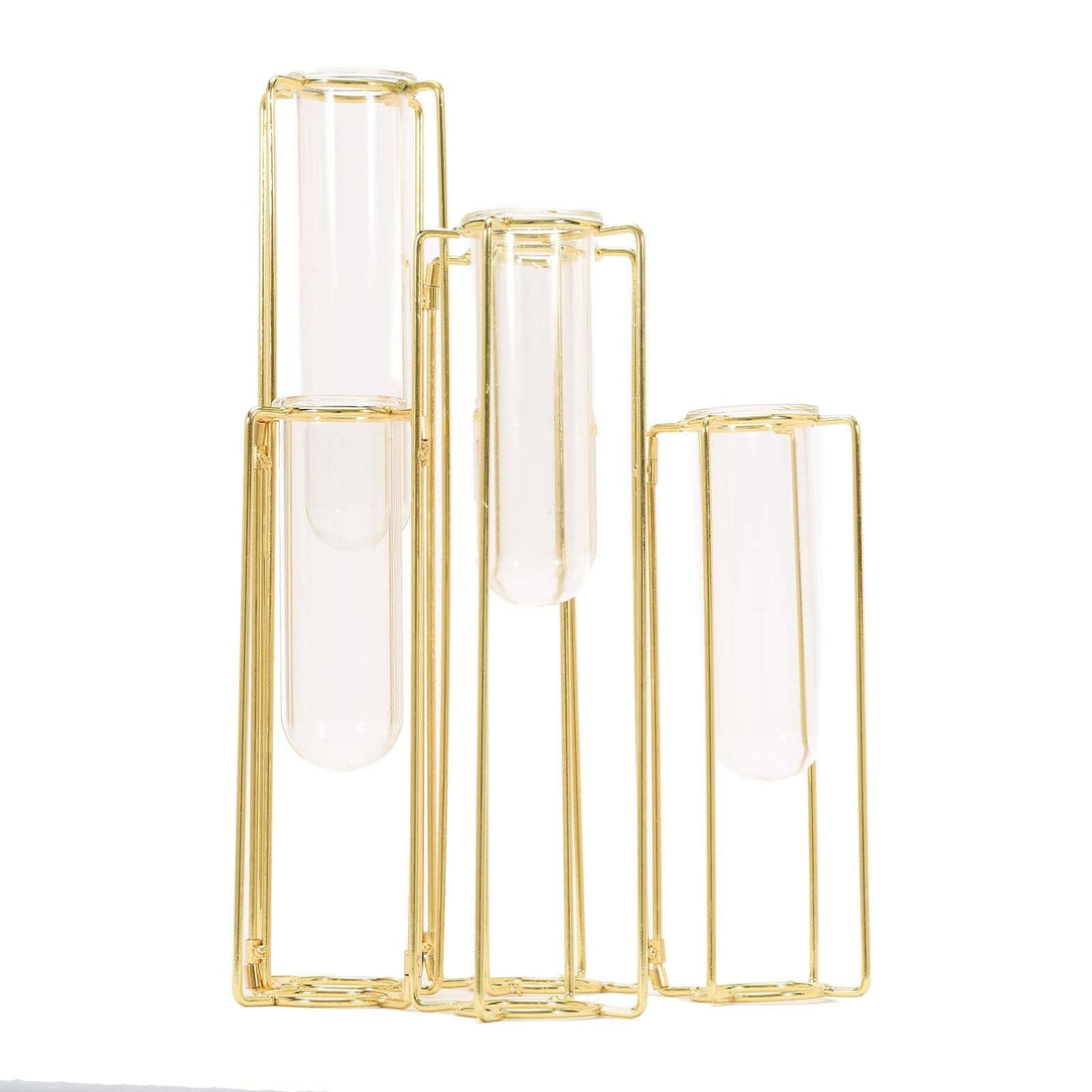 Conjoined Test Tube Vases Gold 12" | eFavormart