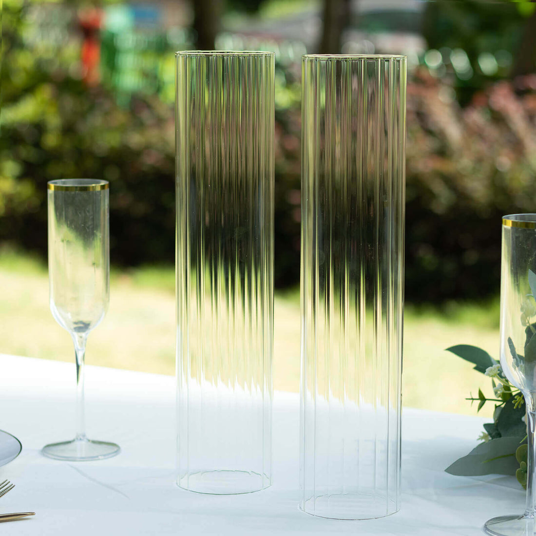 Clear Ribbed Glass Hurricane Shades 14" | eFavormart