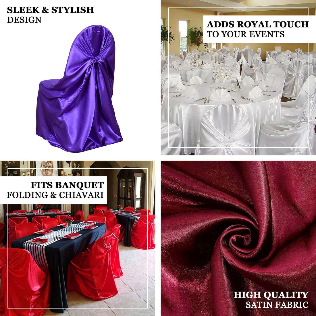 Satin Universal Chair Cover Silver | eFavormart