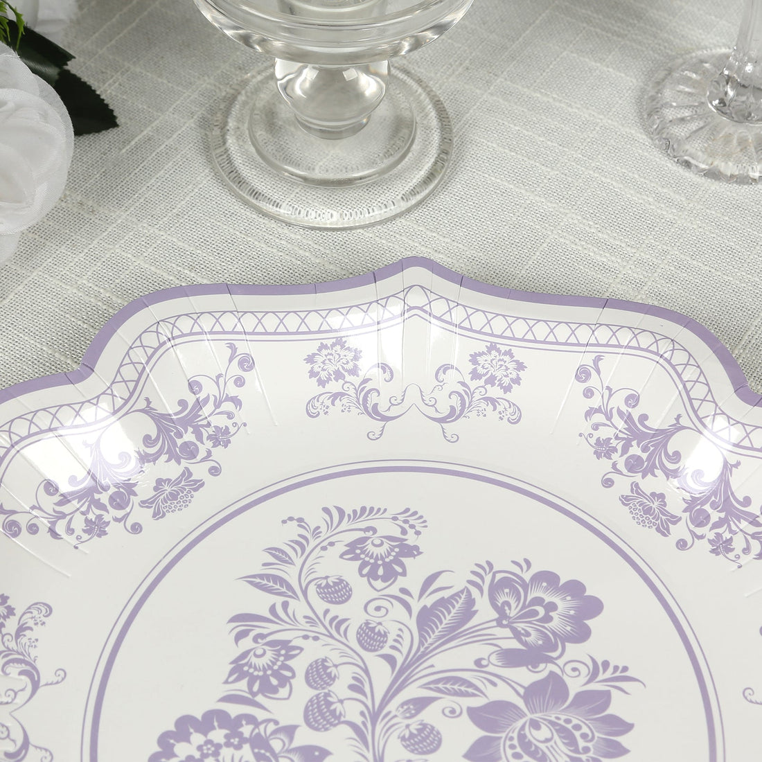 Damask Floral Dinner Plates 10" Lavender | eFavormart