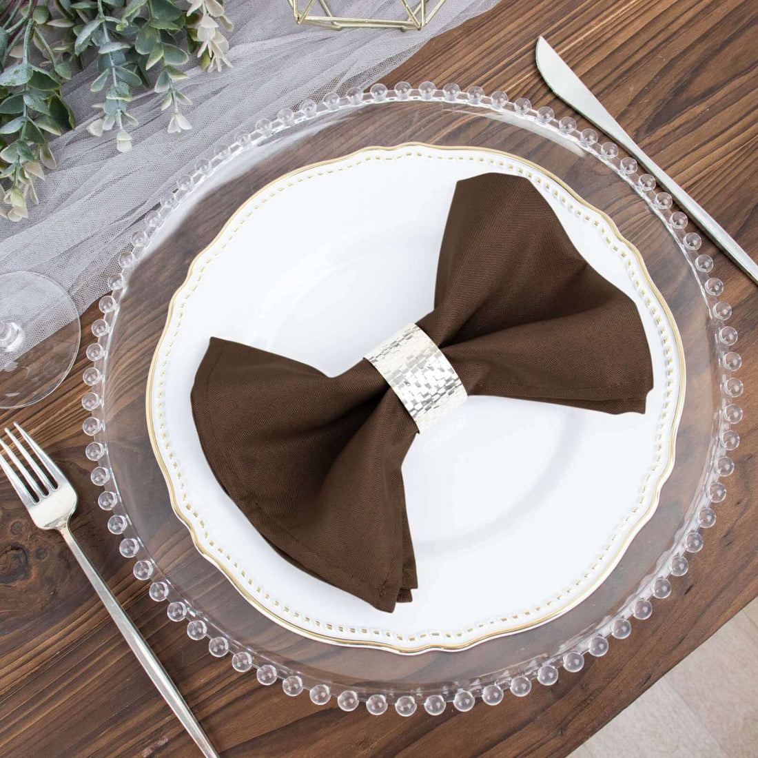 Polyester Napkins 17"x17" Chocolate Brown | eFavormart