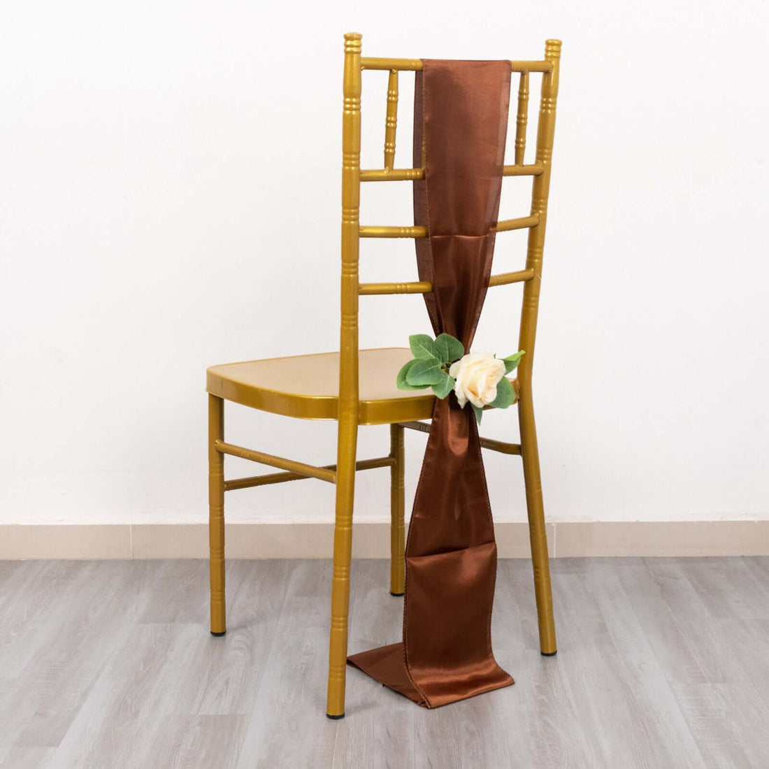 Satin Chair Sashes 6"x106" Cinnamon Brown | eFavormart