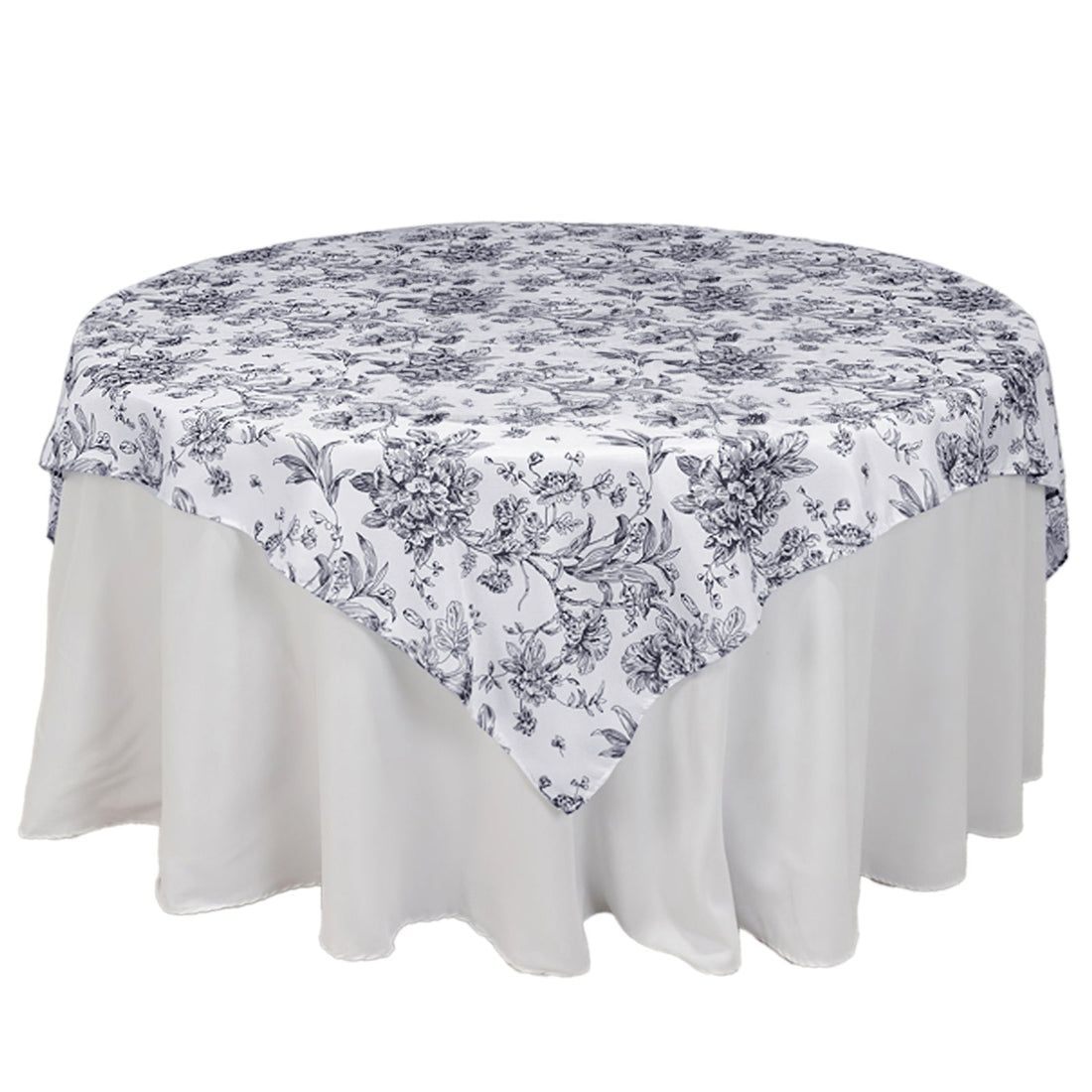 70" Black Square Toile Polyester Overlay| eFavormart