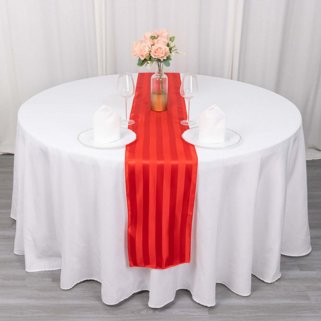 Satin Stripe Table Runner 12"x108" Red | eFavormart