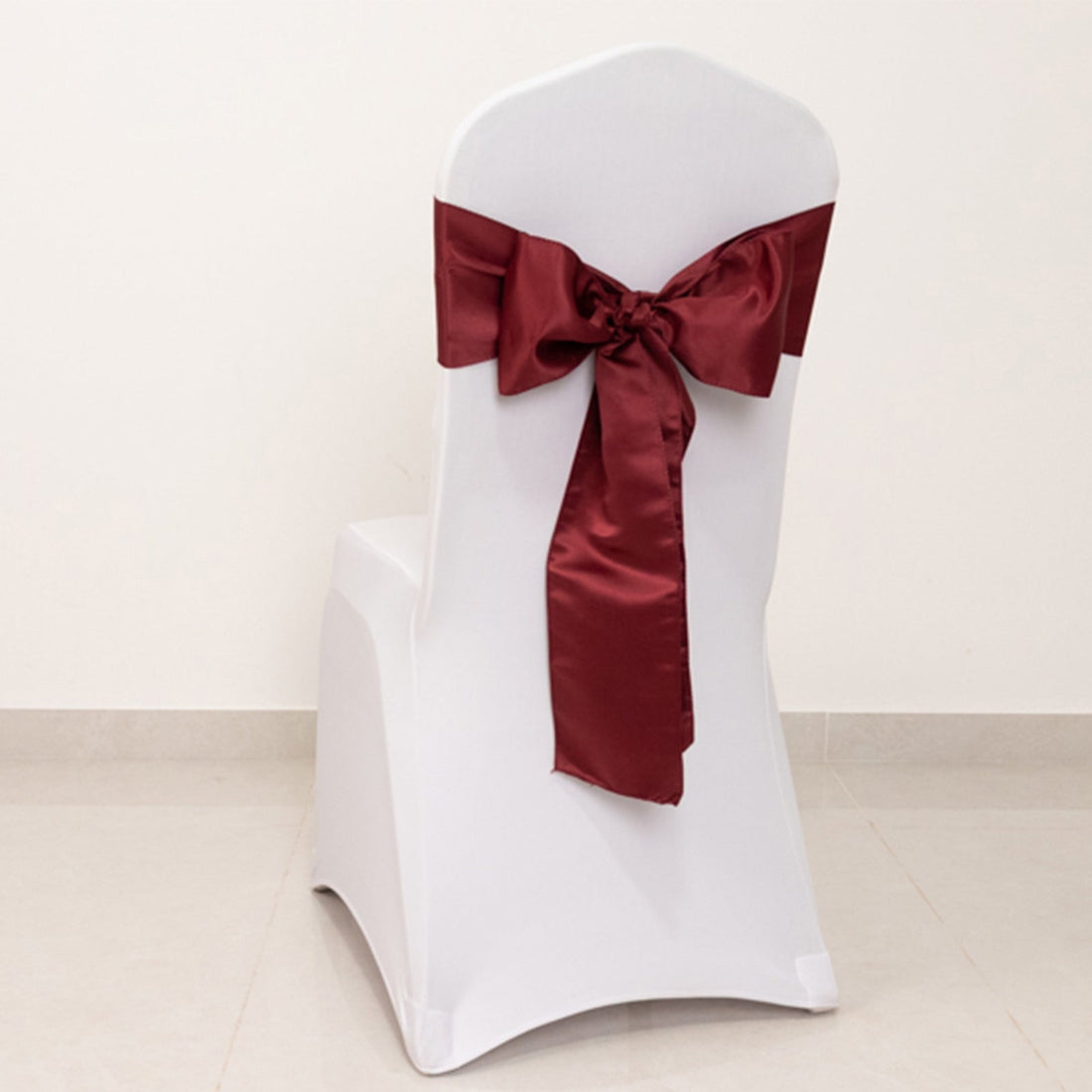 Lamour Satin Chair Sashes 6"x106" Burgundy | eFavormart