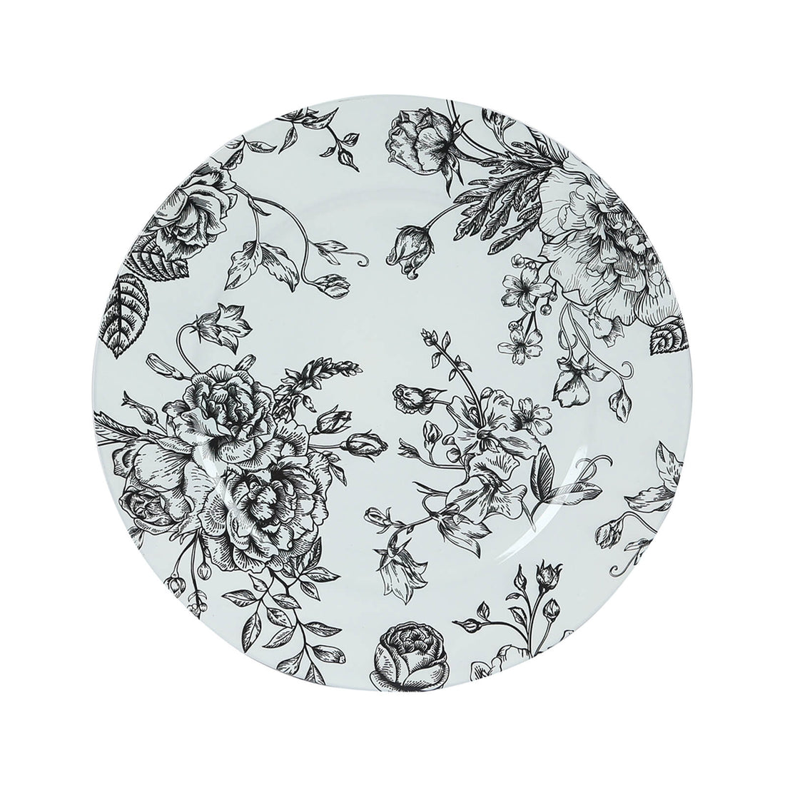 White & Black Floral Acrylic Charger Plates 13" | eFavormart