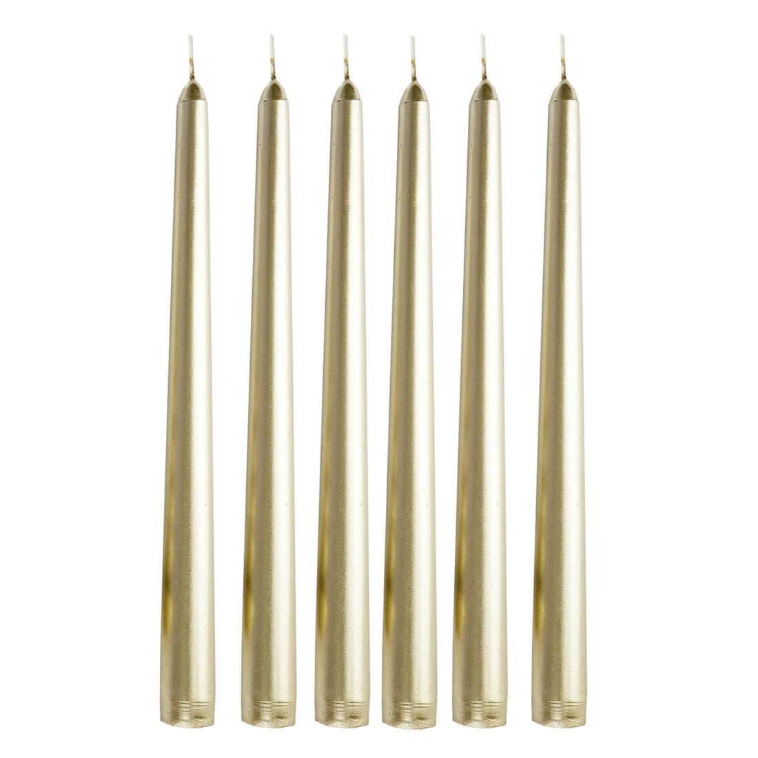 Metallic Gold Taper Candles 12 Pack | eFavormart