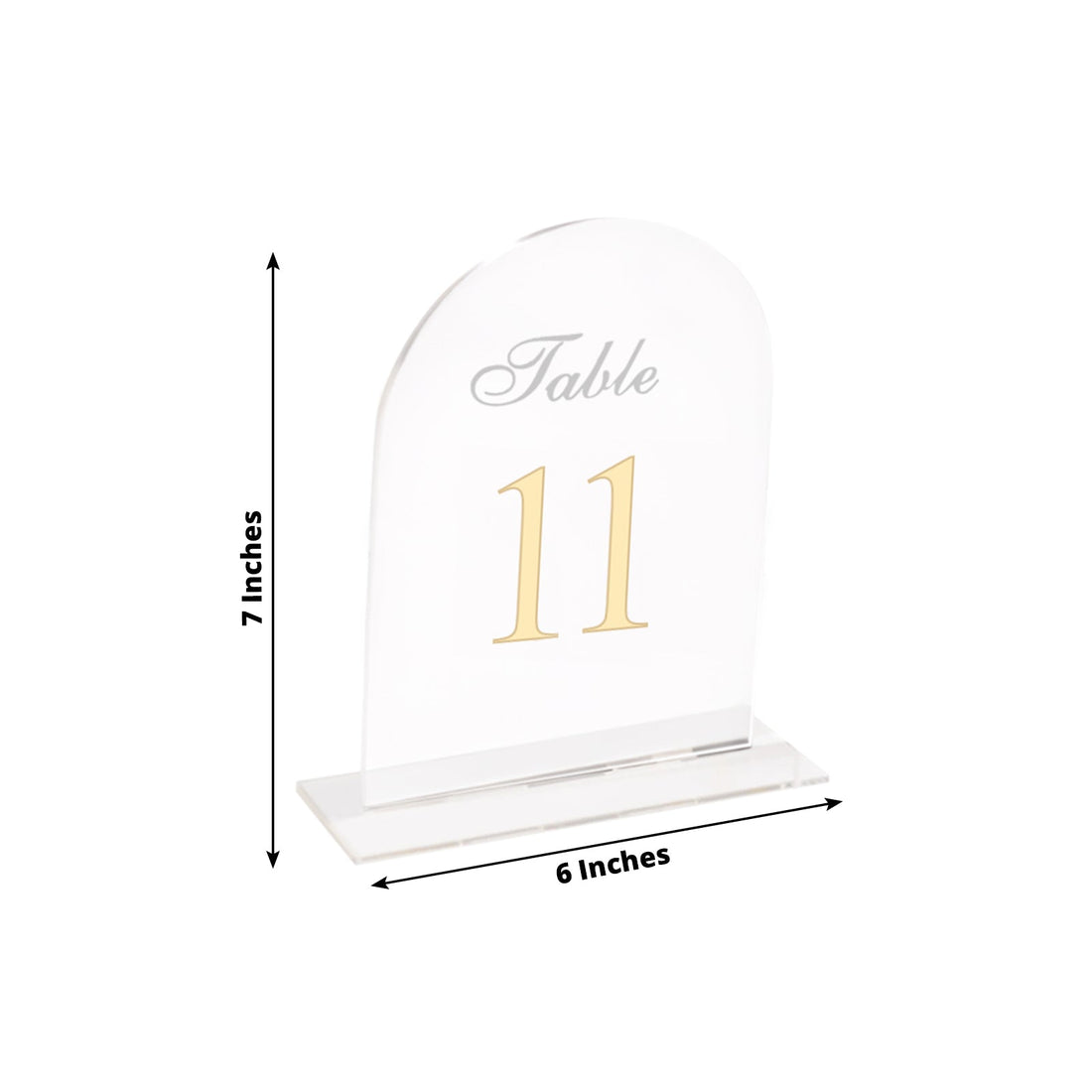 Clear Acrylic Arch Table Numbers – Gold Print | eFavormart