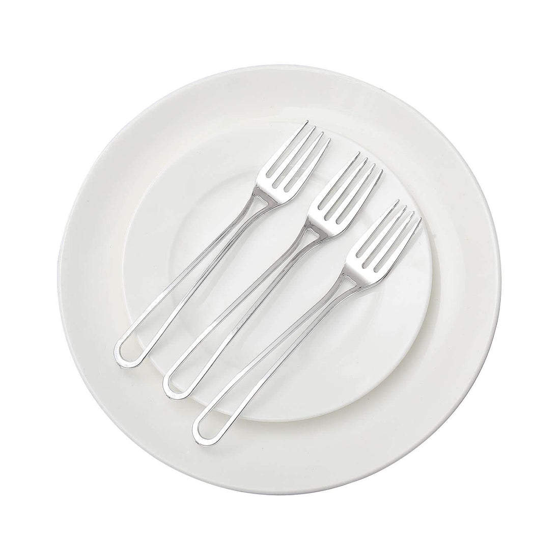 Plastic Forks 7" Silver with Modern Hollow Handle Design | eFavormart