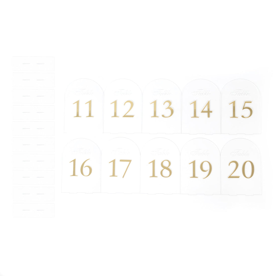 Clear Acrylic Arch Table Numbers – Gold Print | eFavormart