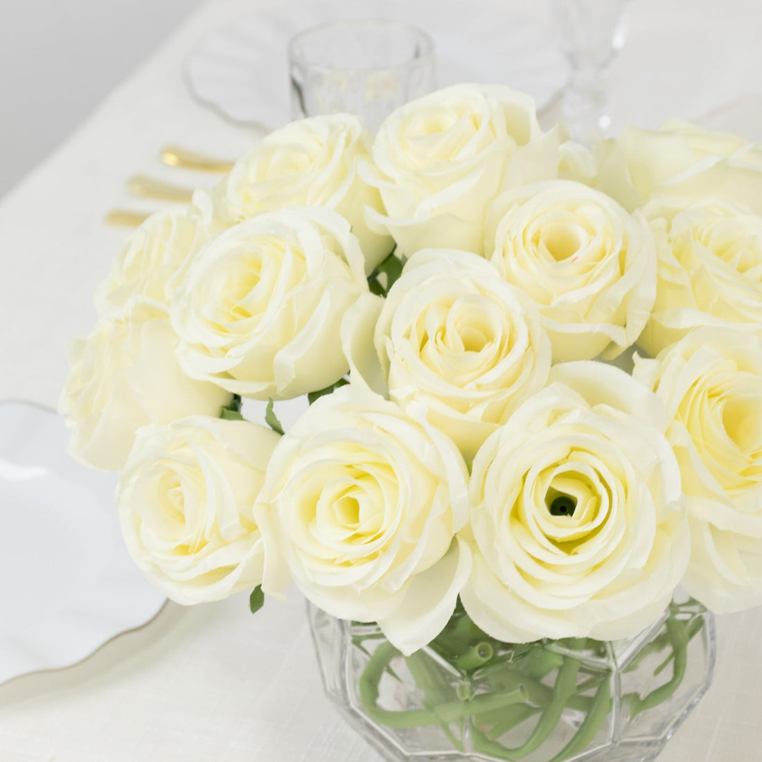 Ivory Silk Roses – 10 Pcs Artificial Flowers | eFavormart