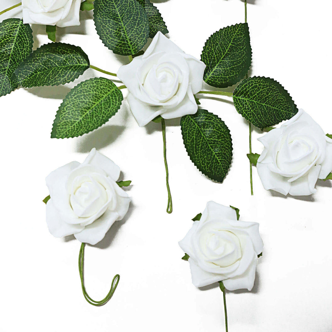 24 White Artificial Foam Roses with Stem 2" | eFavormart