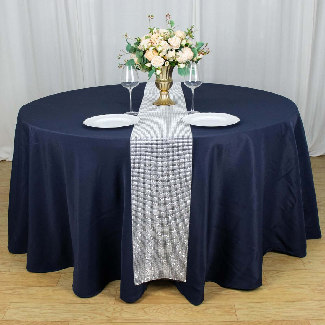 Rhinestone Table Runner 10"x108" Silver | eFavormart