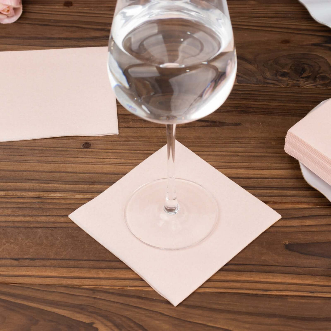 Linen-Like Paper Cocktail Napkins 5"x5" Blush | eFavormart